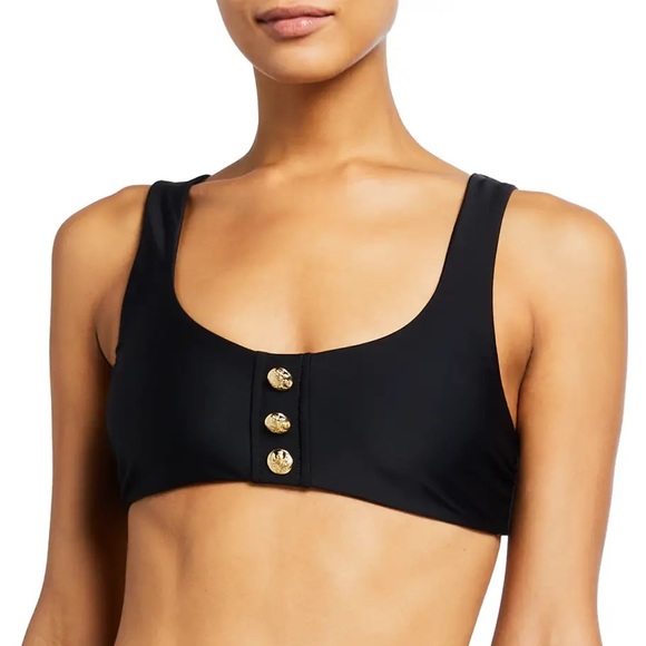 Veronica Beard | Swim | Veronica Beard Vicky Bikini Swim Top S Black Gold Buttons | Poshmark